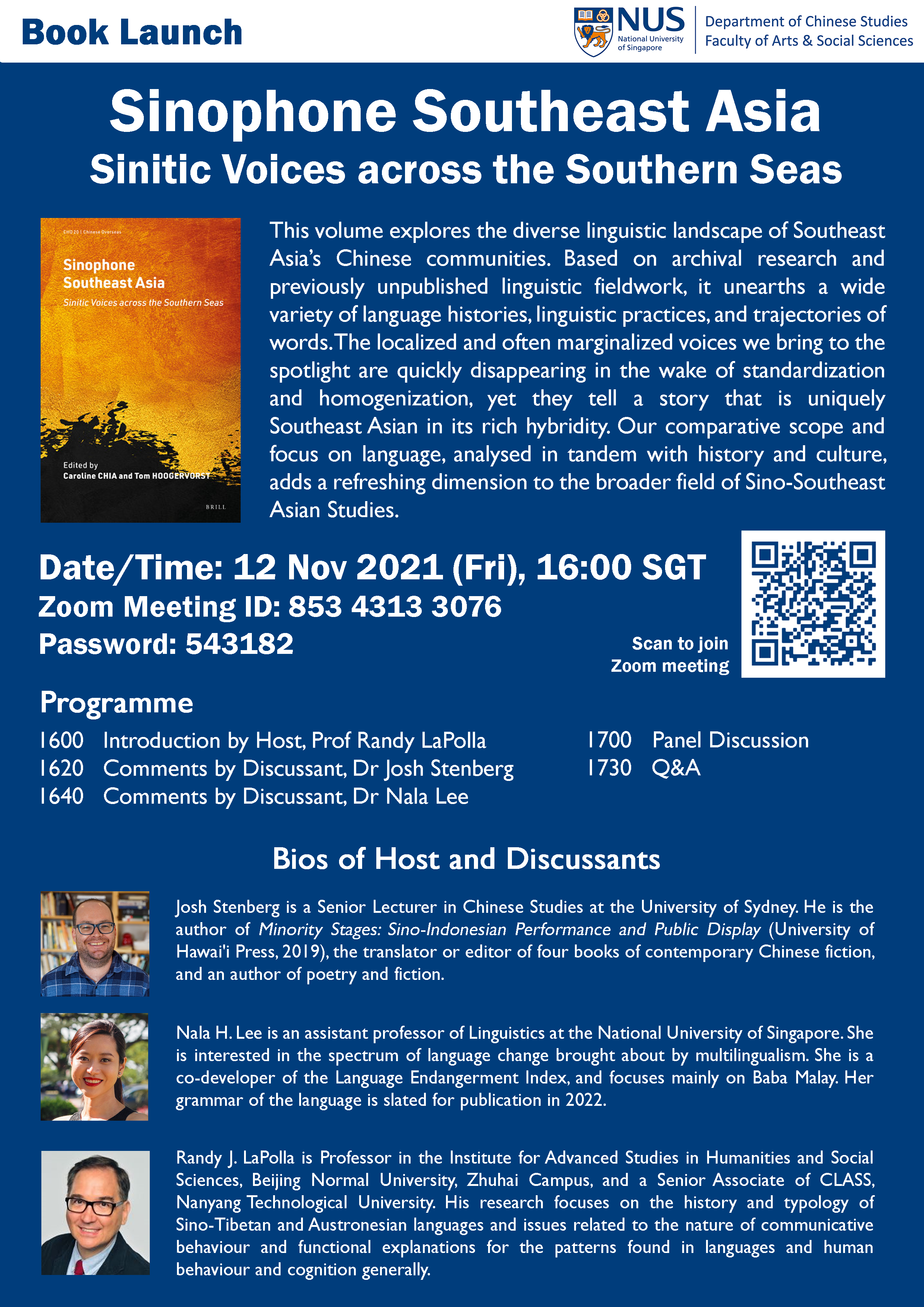 Book Launch – Sinophone Southeast Asia: Sinitic Voices across the ...