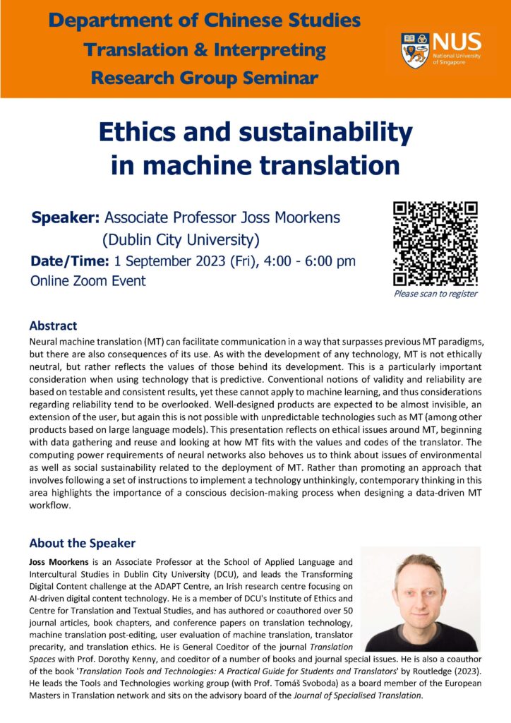 Ethics and sustainability in machine translation – Department of ...