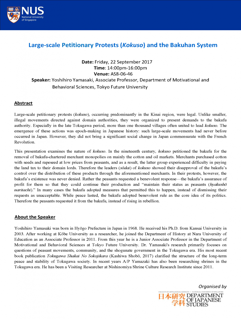 Large-scale Petitionary Protests (Kokuso) and the Bakuhan System ...