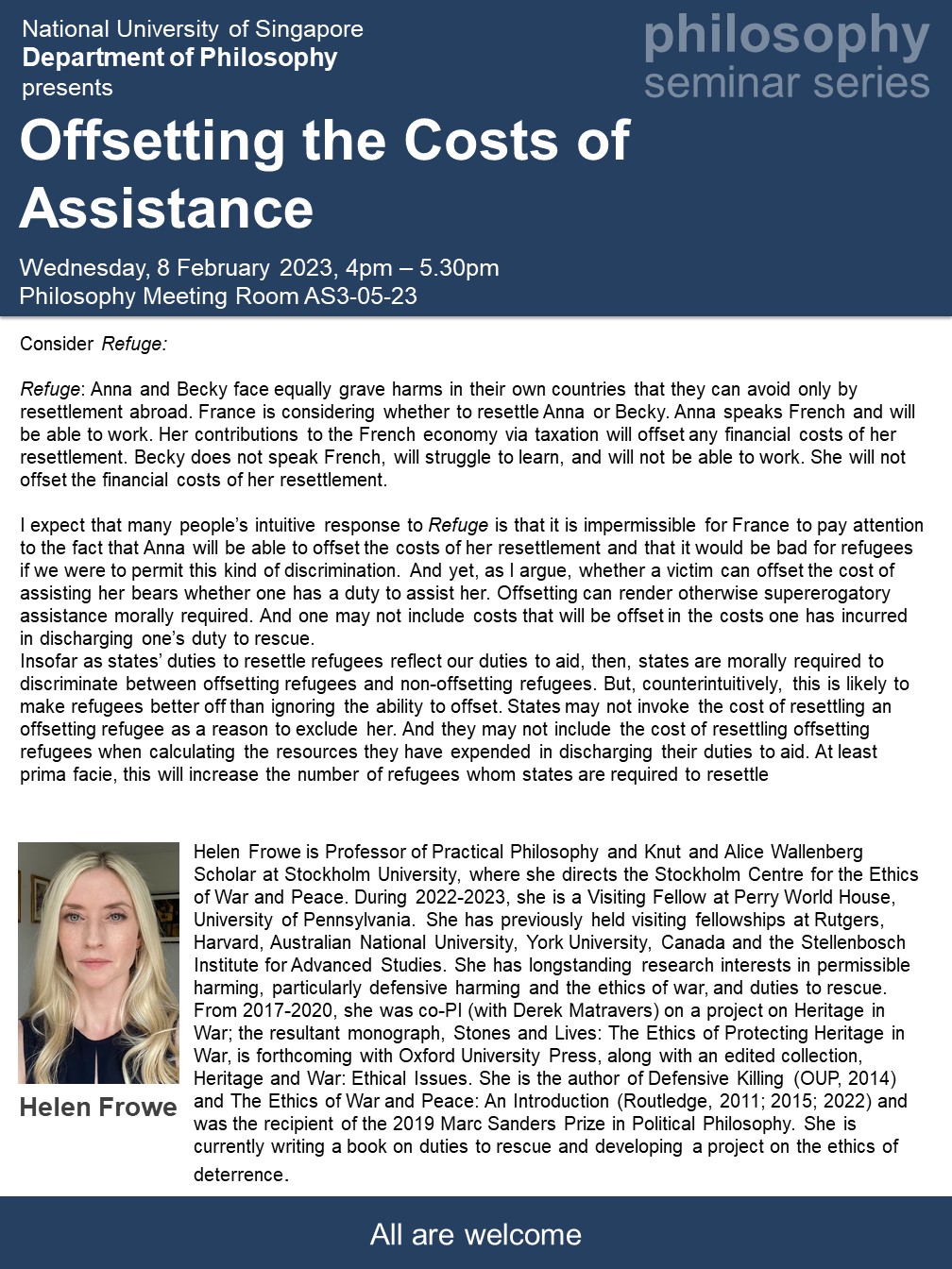 “Offsetting the Costs of Assistance” by Professor Helen Frowe ...