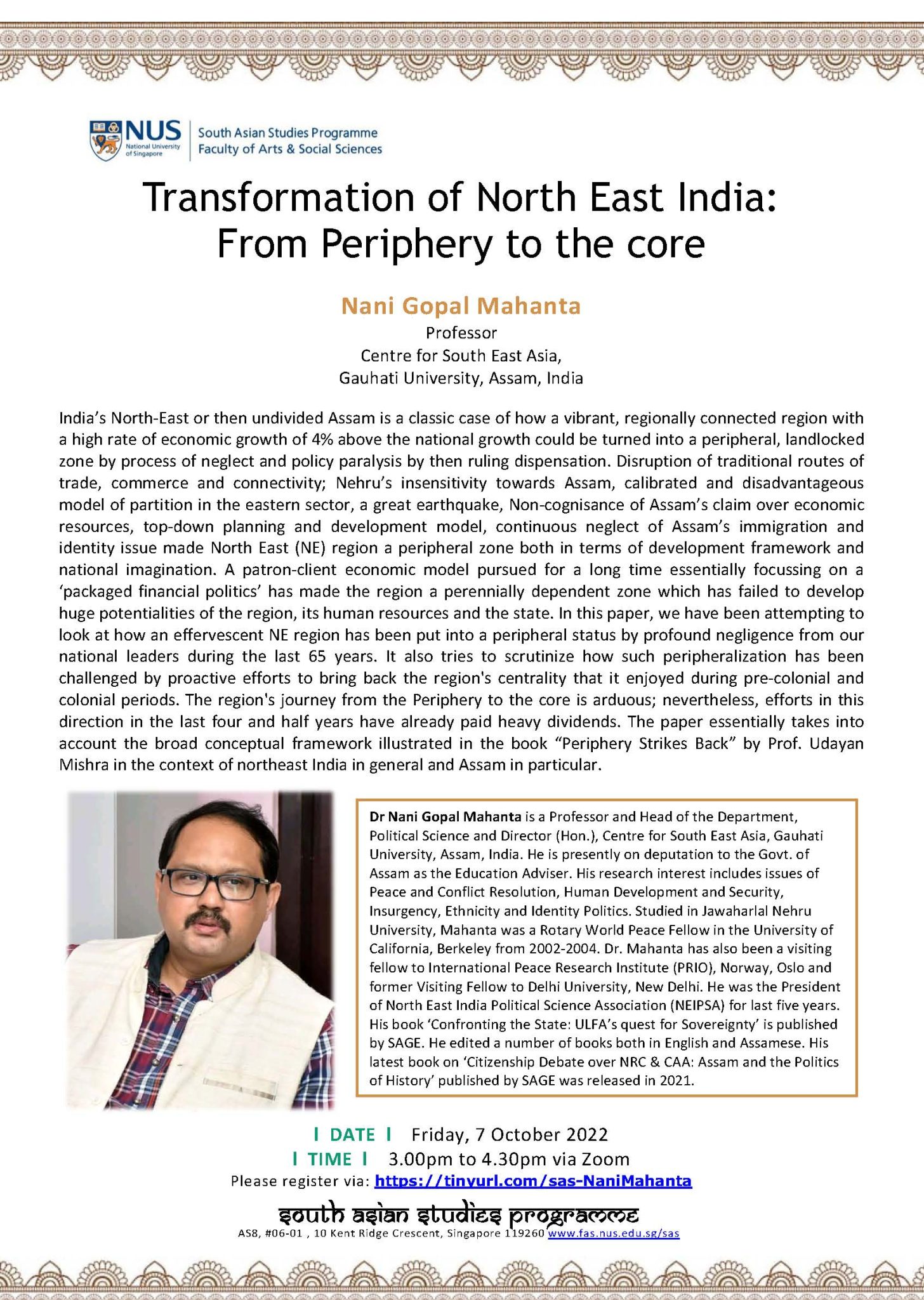 Transformation of North East India: From Periphery to the core by Prof ...