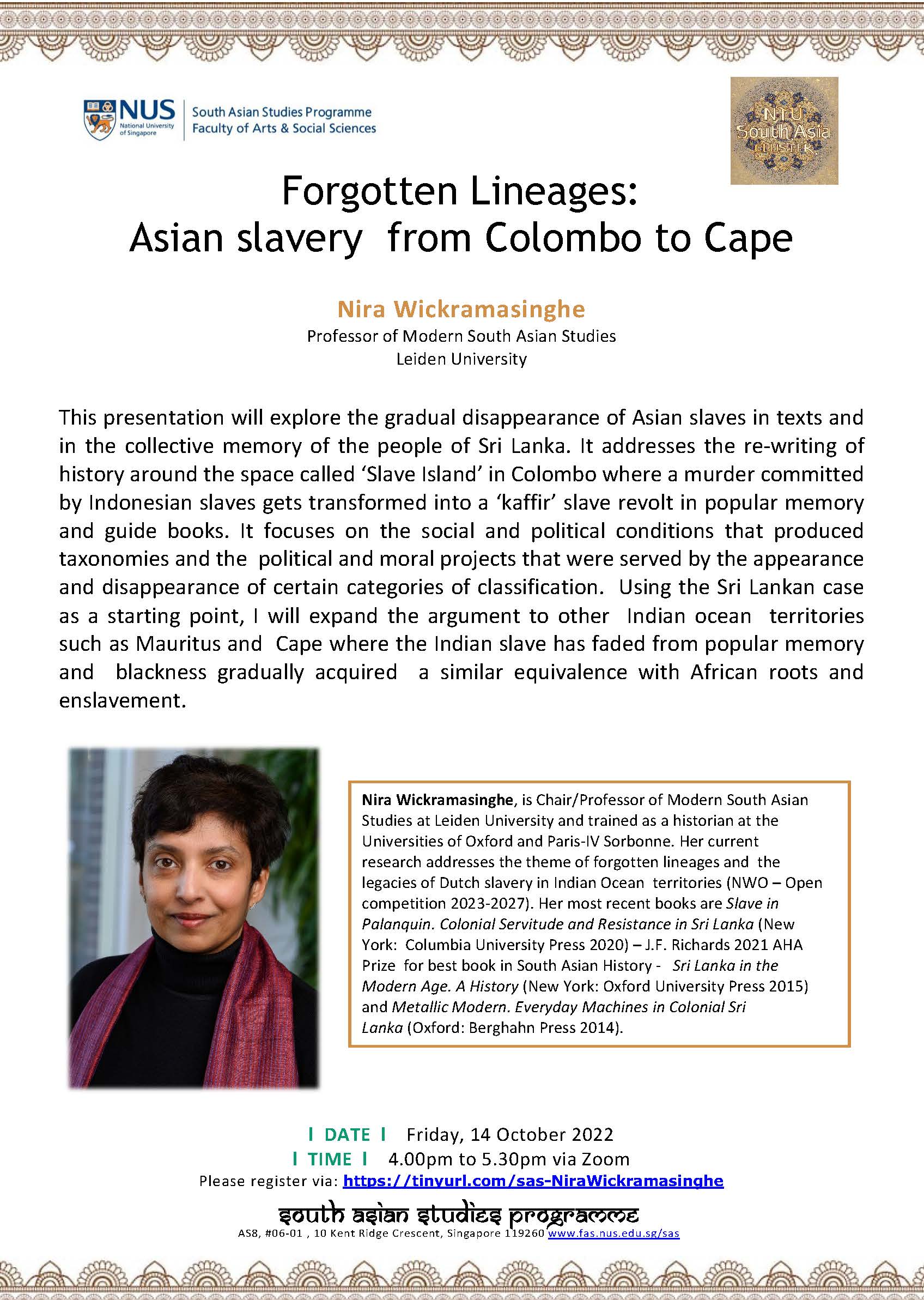 Forgotten Lineages: Asian slavery from Colombo to Cape by Prof Nira ...