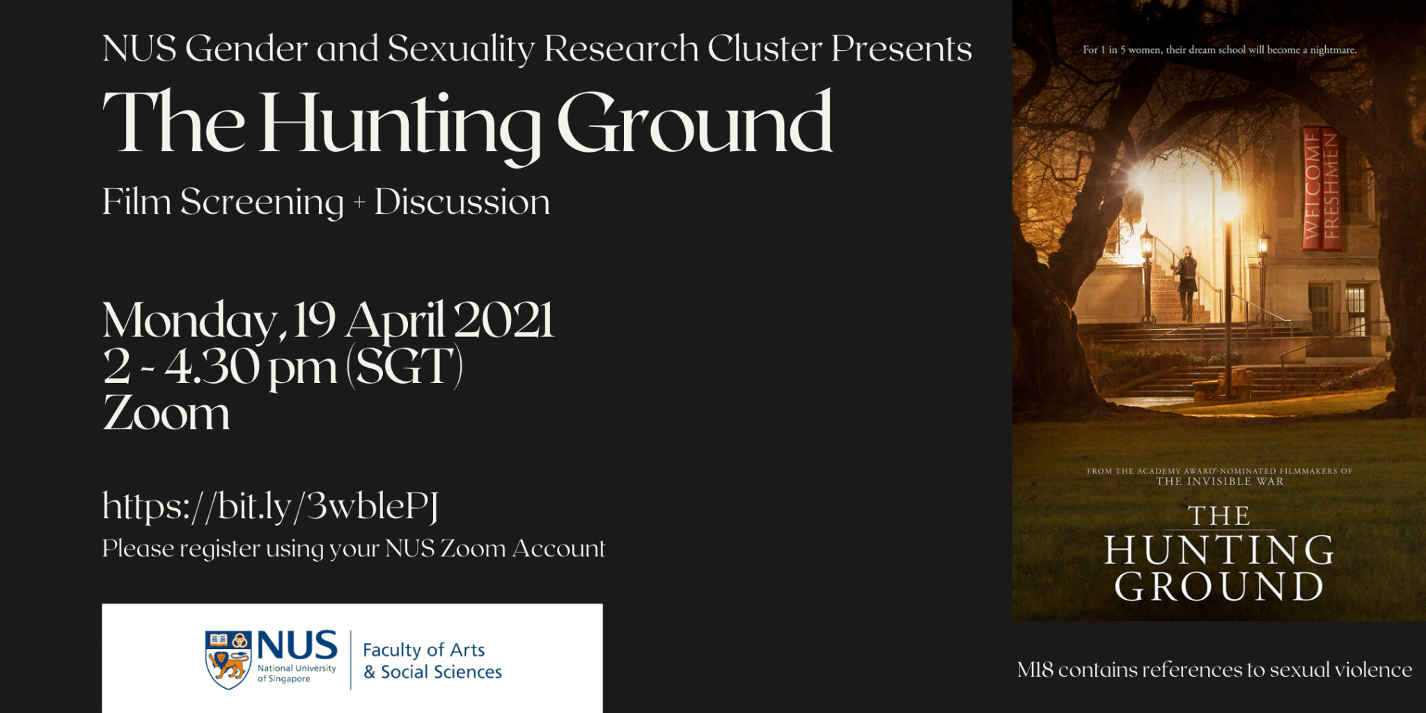 The Hunting Ground (2015) | Film Screening + Discussion – NUS Faculty ...