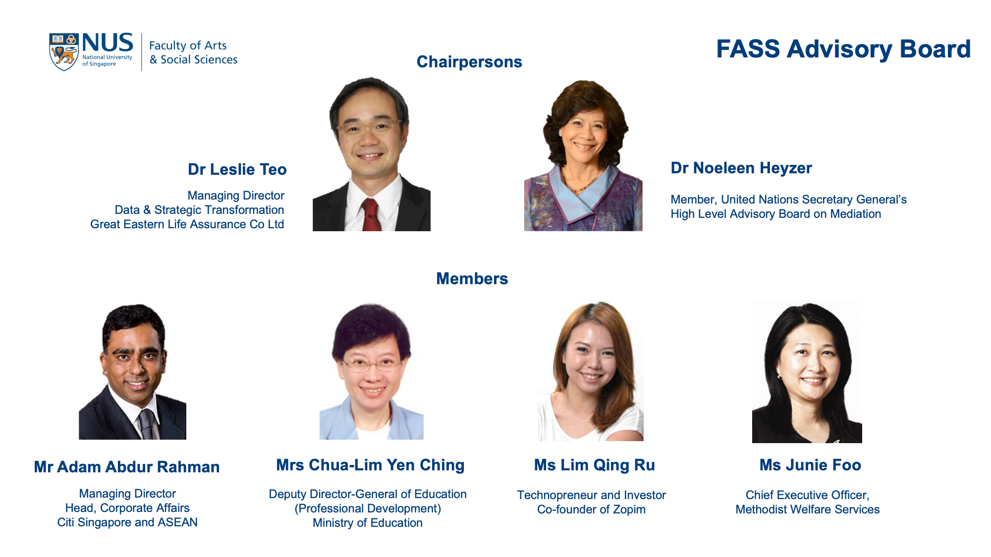 NUS Faculty of Arts and Social Sciences Faculty Advisory Board Re-appointed Till 2022 – NUS ...