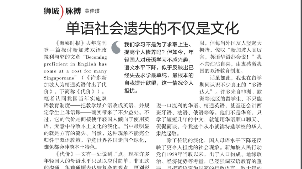 It’s not Just Culture that is Lost in a Monolingual Society – NUS ...